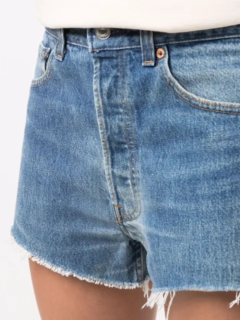 Redone Raw Edge Denim Shorts Farfetch