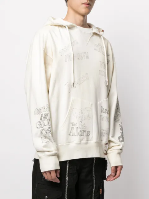 Maison Mihara Yasuhiro white text-print cotton hoodie for men ...