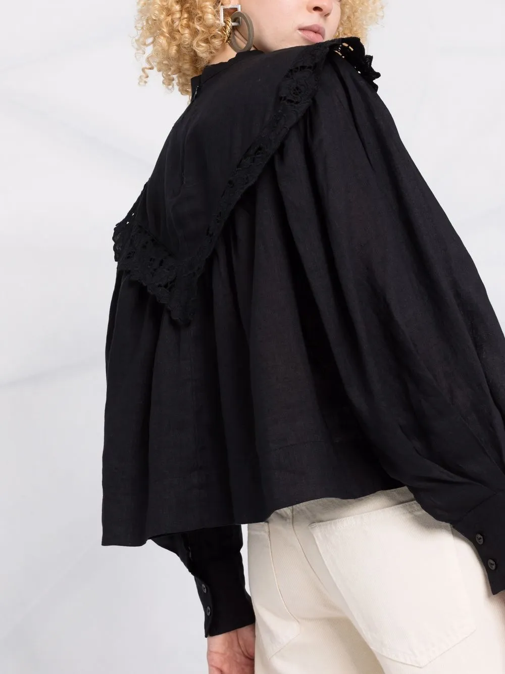 MARANT ÉTOILE cut-out ruffle-trim Blouse | Black | FARFETCH