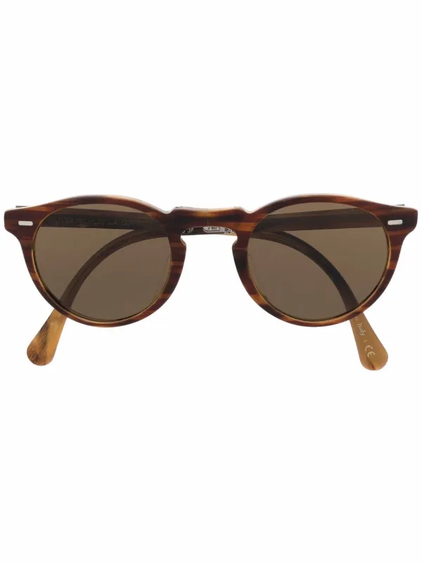Oliver Peoples Round Frame Sunglasses Brown FARFETCH IE