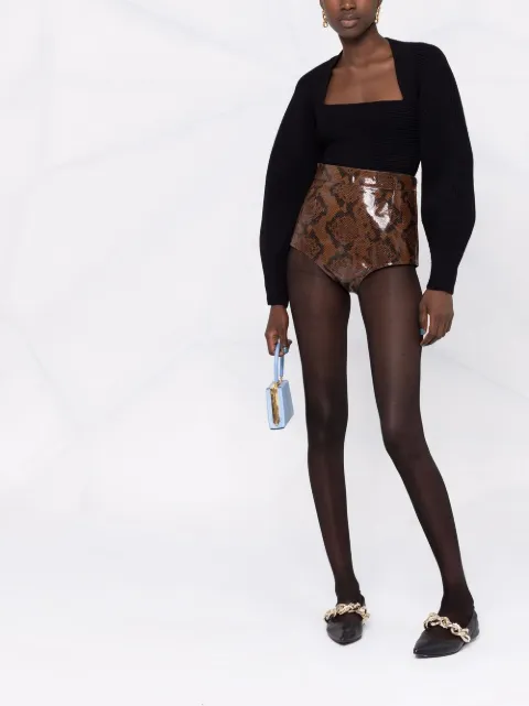 Alessandra Rich Snakeskin Effect Leather Mini Shorts - Farfetch