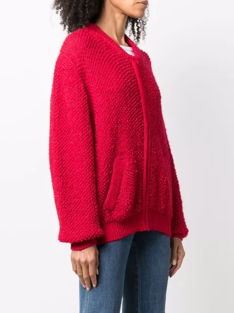 AMI AMALIA chunky-knit silk-blend Cardigan - Farfetch