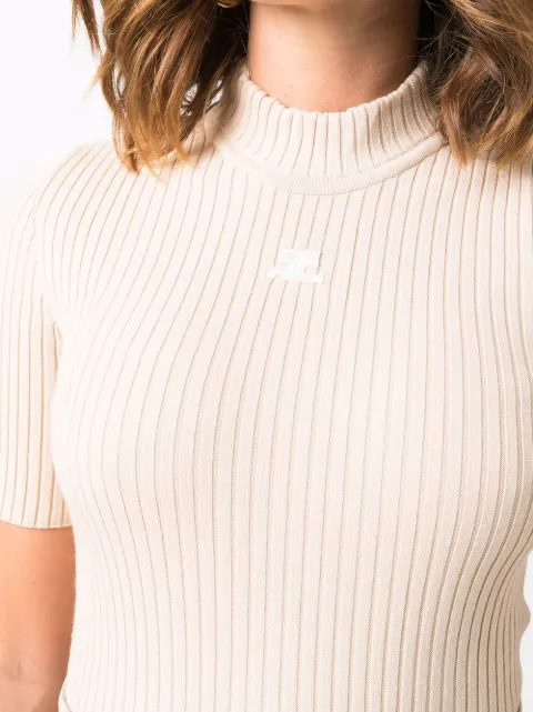 Courrèges Logo short-sleeve Knit Top - Farfetch