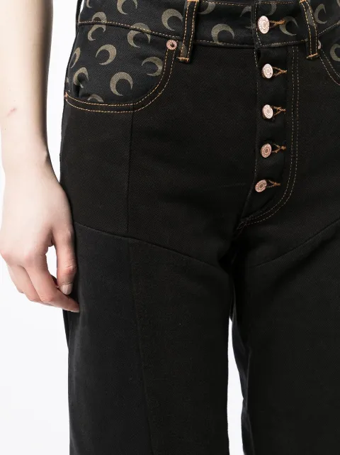 Marine Serre Panelled wide-leg Jeans - Farfetch