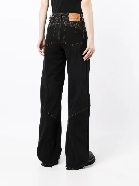 Marine Serre Panelled wide-leg Jeans - Farfetch