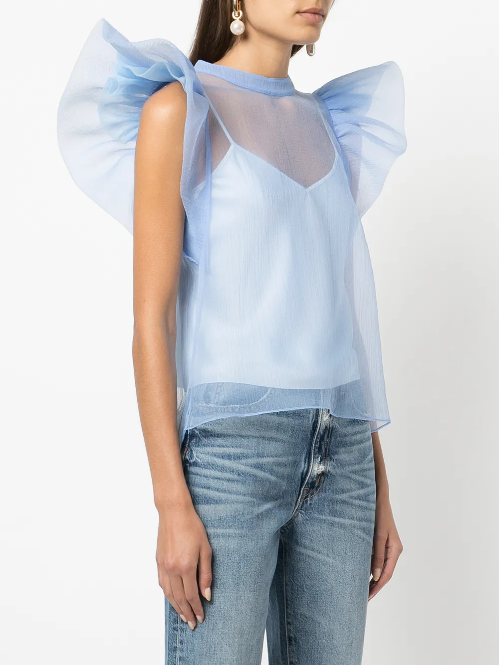 Simkhai Corina Organza ruffle-sleeve Blouse - Farfetch