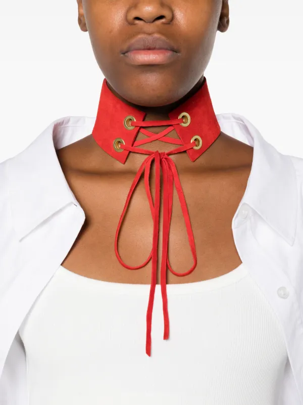 Manokhi lace up Choker Red FARFETCH CA