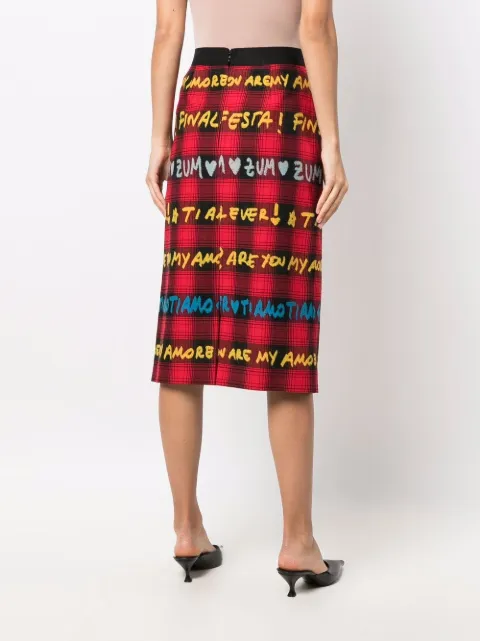 Alessandro Enriquez tartan-print Cotton Pencil Skirt - Farfetch