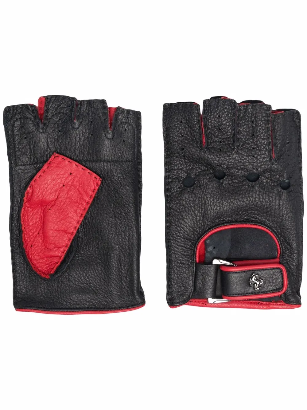 Ferrari Prancing Horse Leather Driving Gloves | Black | FARFETCH UK