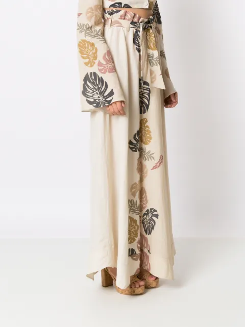 Amir Slama Palm Leaf Print Flared Trousers - Farfetch