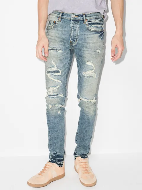 Shop Purple Brand P001 Vintage distressed-finish skinny jeans with ...