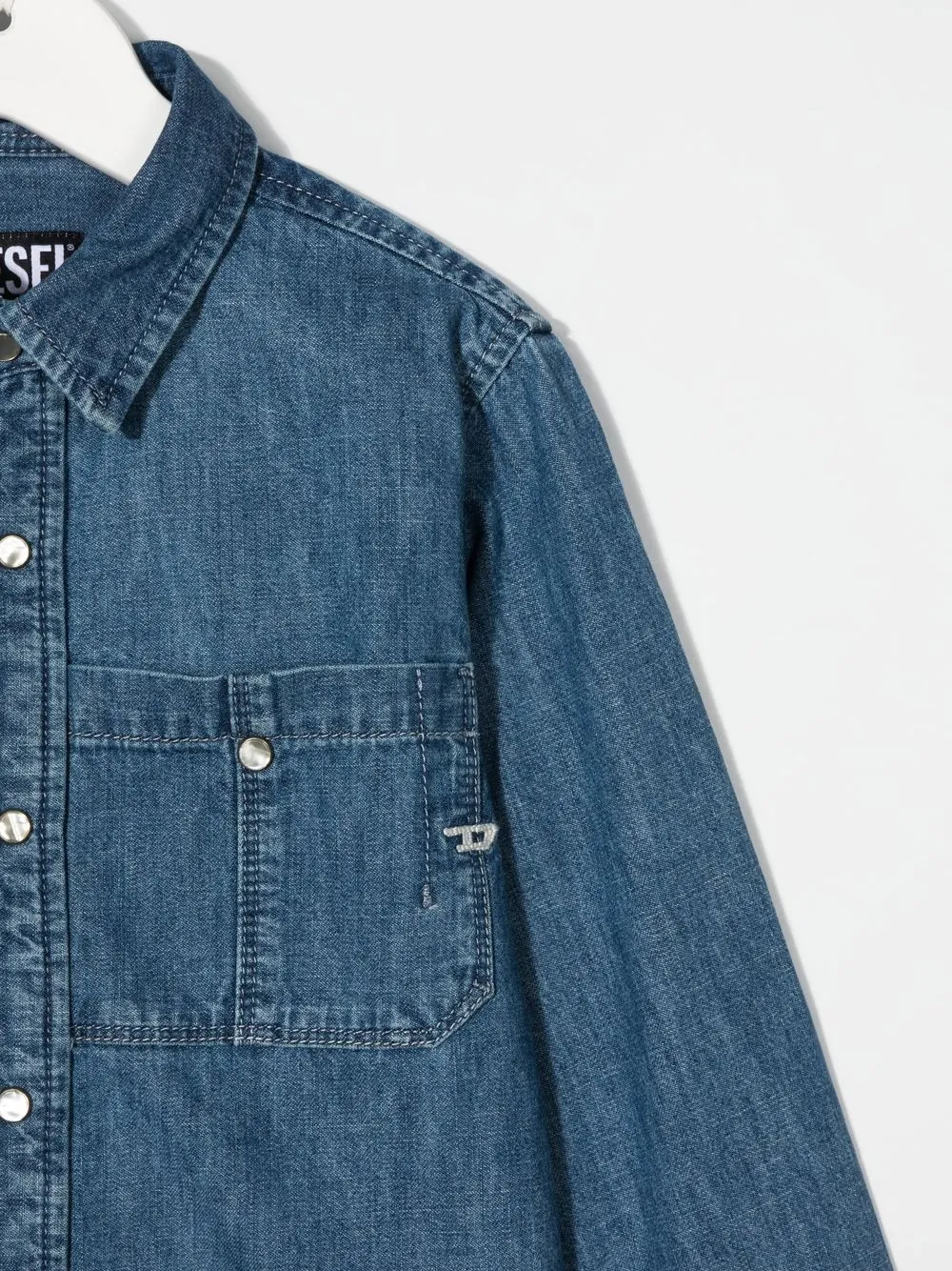 Diesel Kids' Logo-patch Detail Denim Shirt In Blue | ModeSens