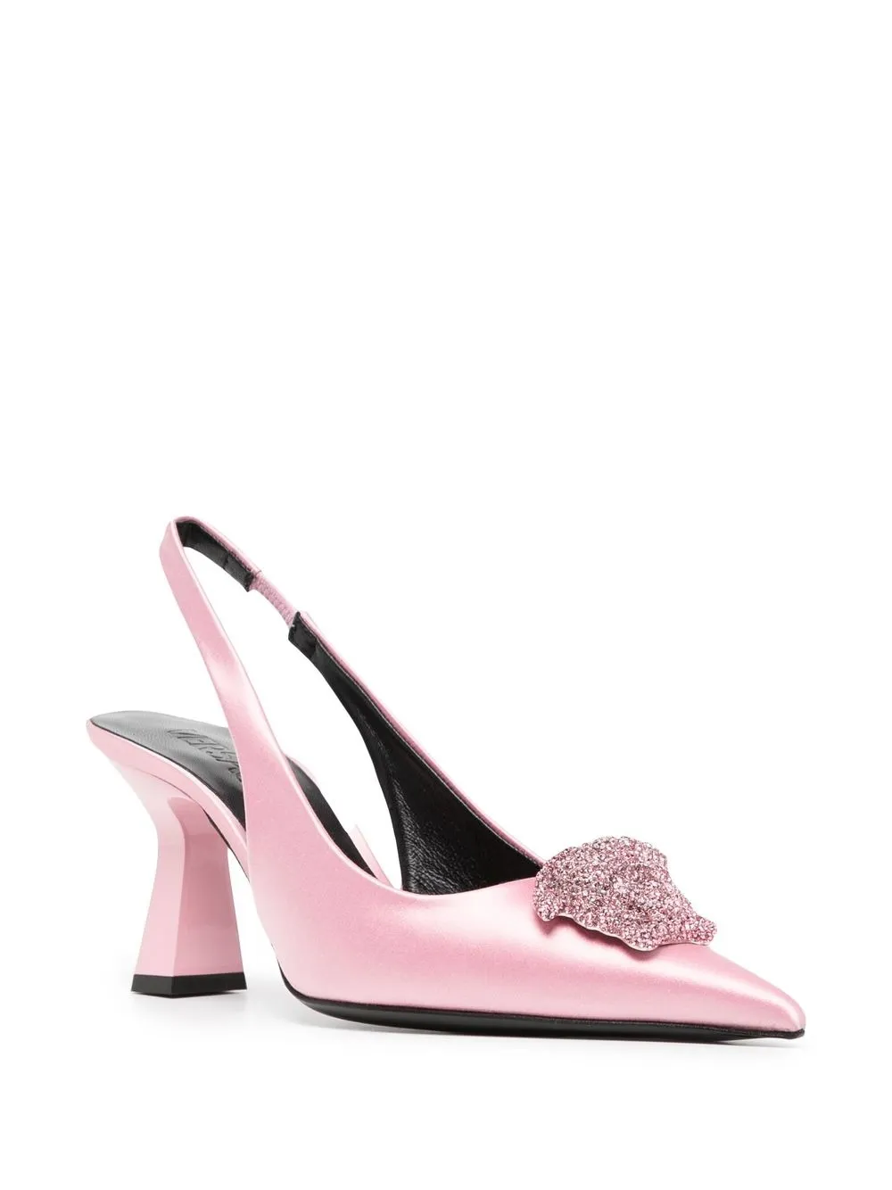 Versace crystal-logo Satin Pumps - Farfetch