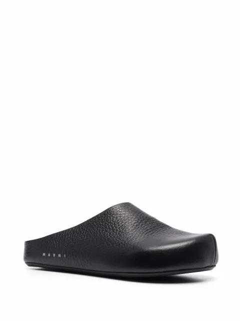 Shop Marni textured-leather clog slippers with Express Delivery - FARFETCH