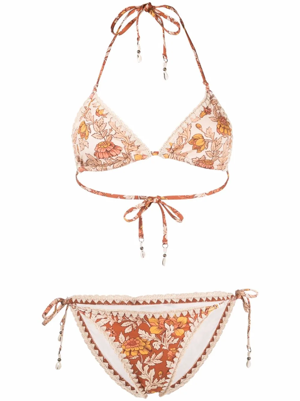 Zimmermann Andie Floral Print Bikini Set In Neutrals Modesens