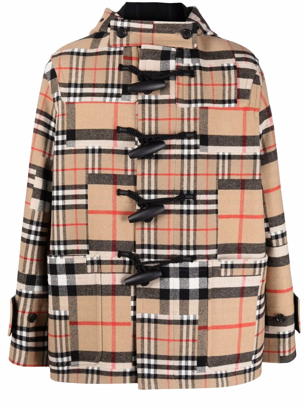 Burberry Vintage Check Duffle Coat In Black Modesens