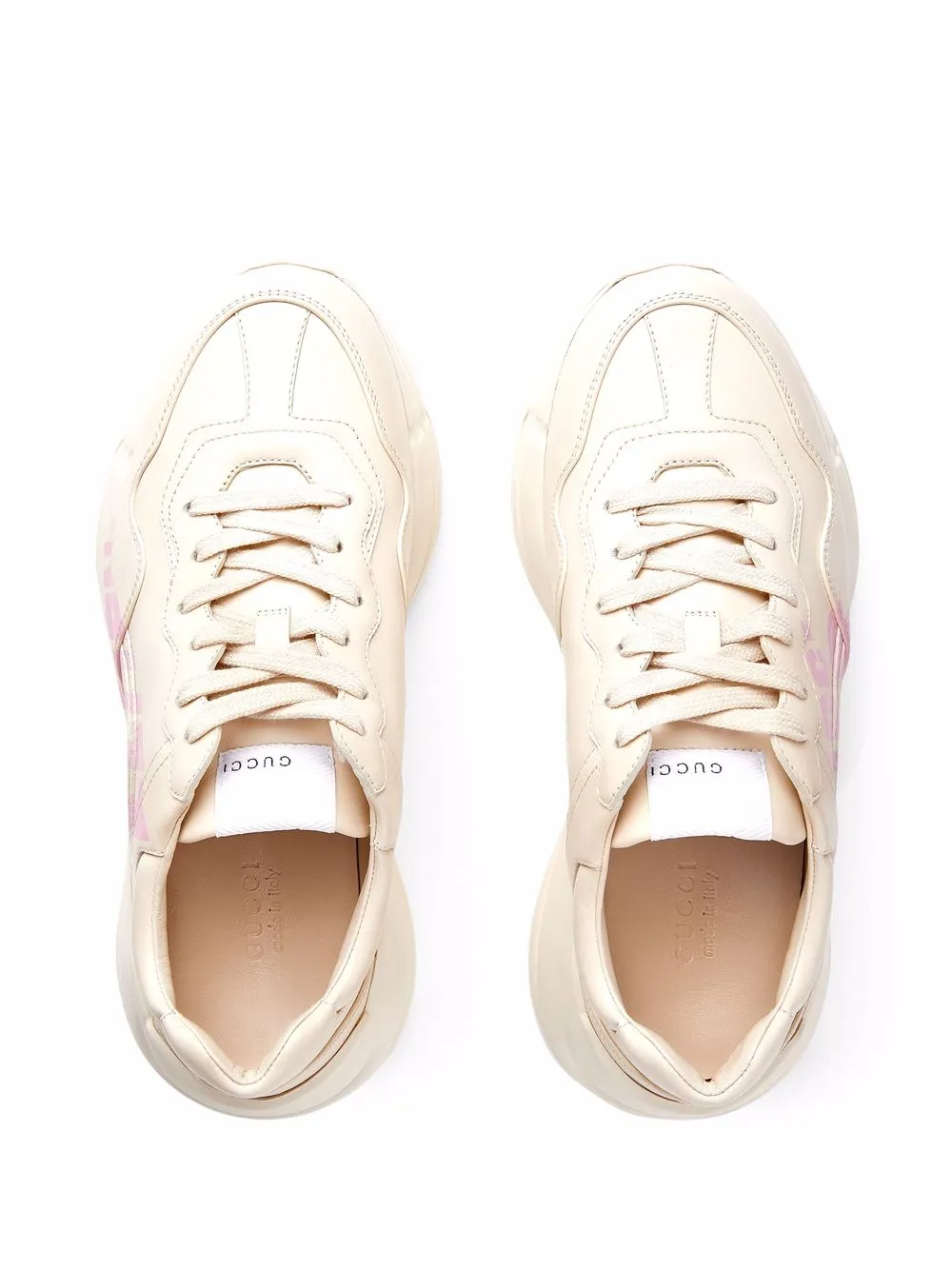 Gucci Lemon -print Rhyton Leather Sneakers In Ivory Leather | ModeSens