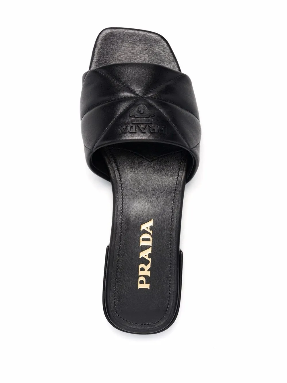 Prada Triangle Quilted Sandals | Black | FARFETCH UK