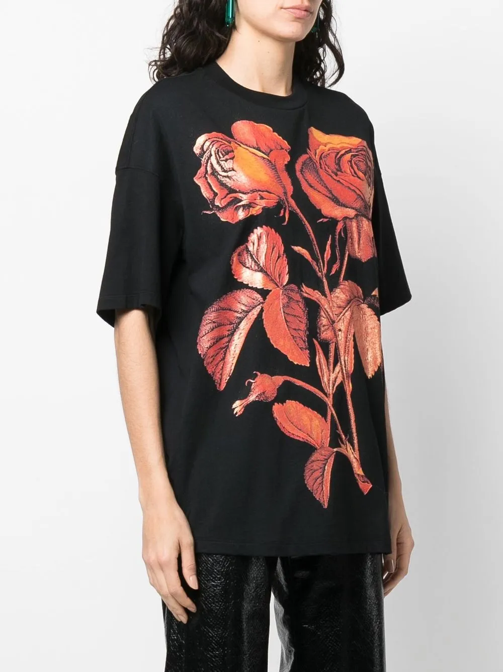 Roberto Cavalli rose-print T-shirt - Farfetch