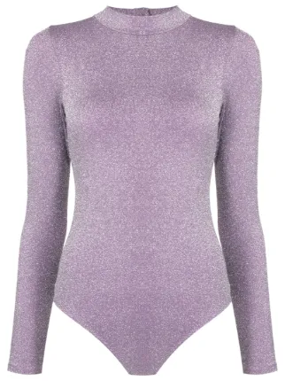Cecilia Prado Metallic open-back Bodysuit | Purple | FARFETCH