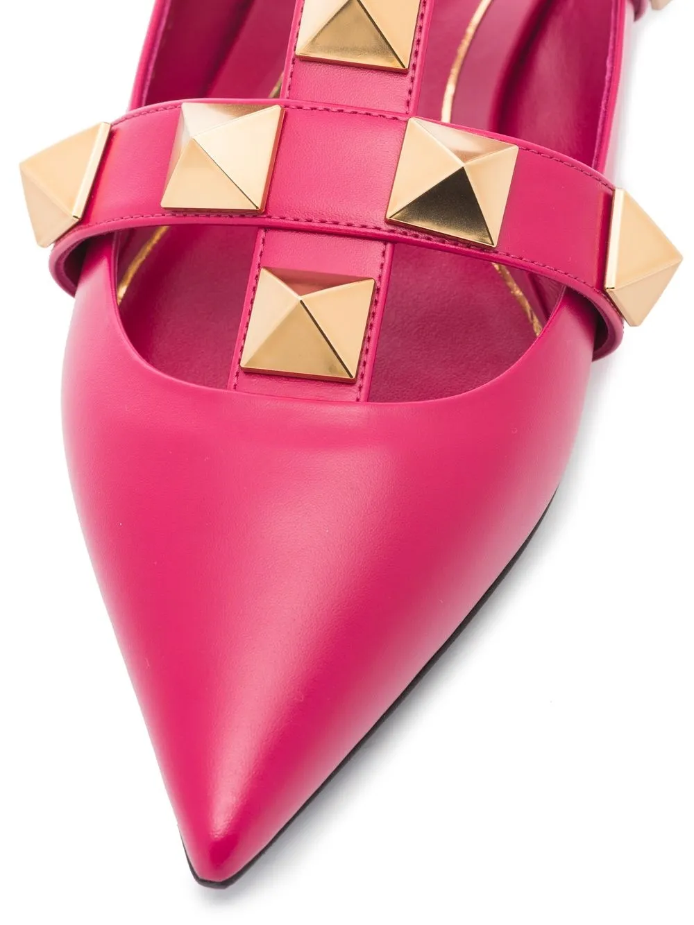 Valentino Garavani Roman Stud Leather Ankle-strap Ballerina Flats In ...