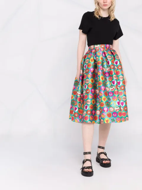 Shop alessandro enriquez printed flared skirt with Express Delivery ...