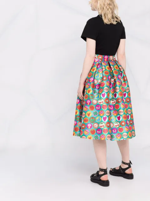 Shop alessandro enriquez printed flared skirt with Express Delivery ...