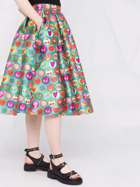 Shop alessandro enriquez printed flared skirt with Express Delivery ...