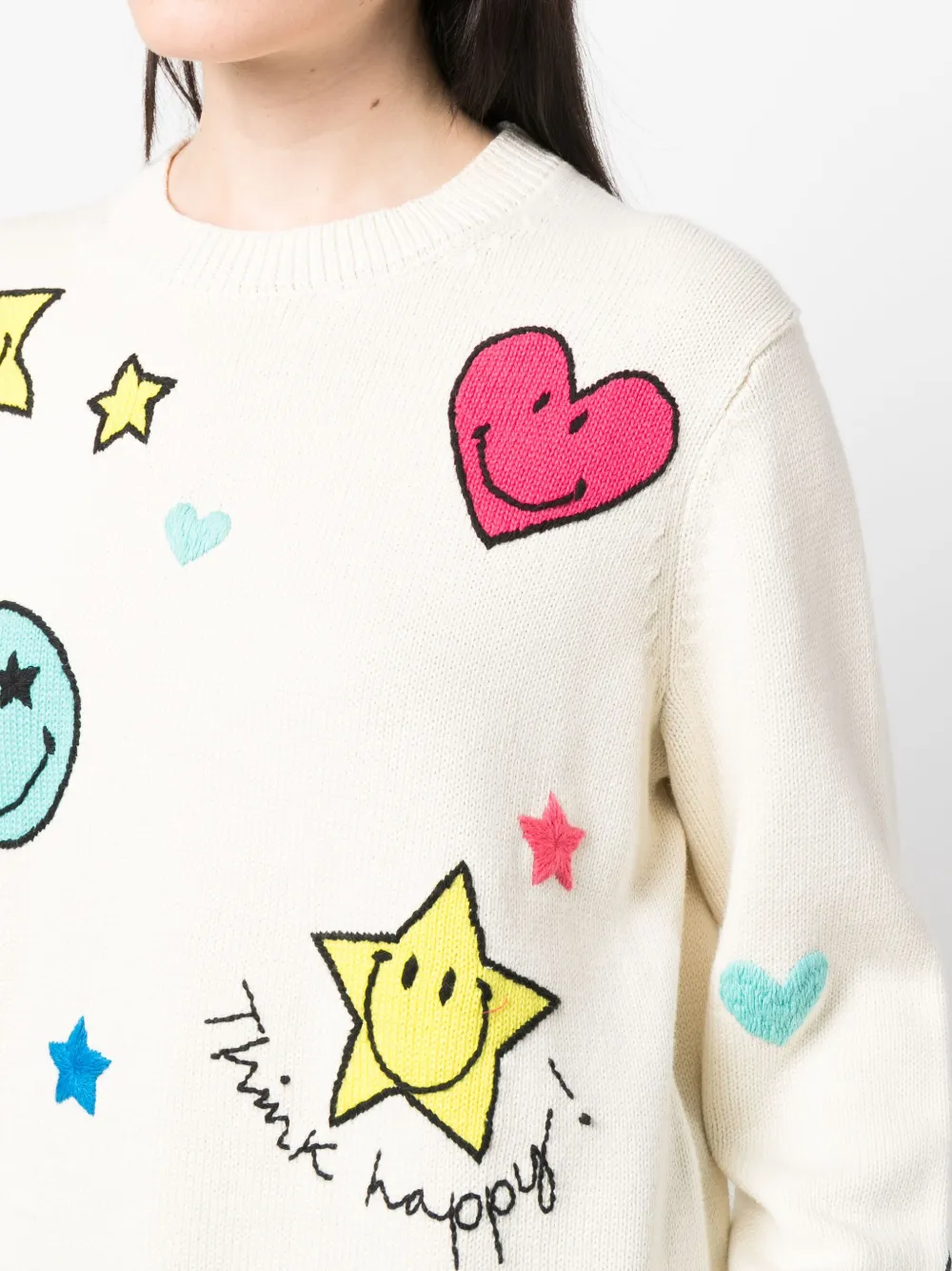 Chinti & Parker Smileyworld® Embroidered Smiley Jumper In Neutrals ...