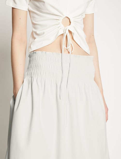 Faux Leather Smocked Skirt in off white | Proenza Schouler
