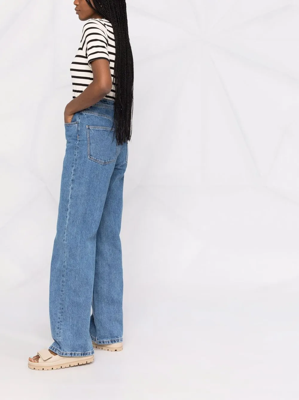 12 STOREEZ Calça Jeans Wide Leg Cintura Alta - Farfetch