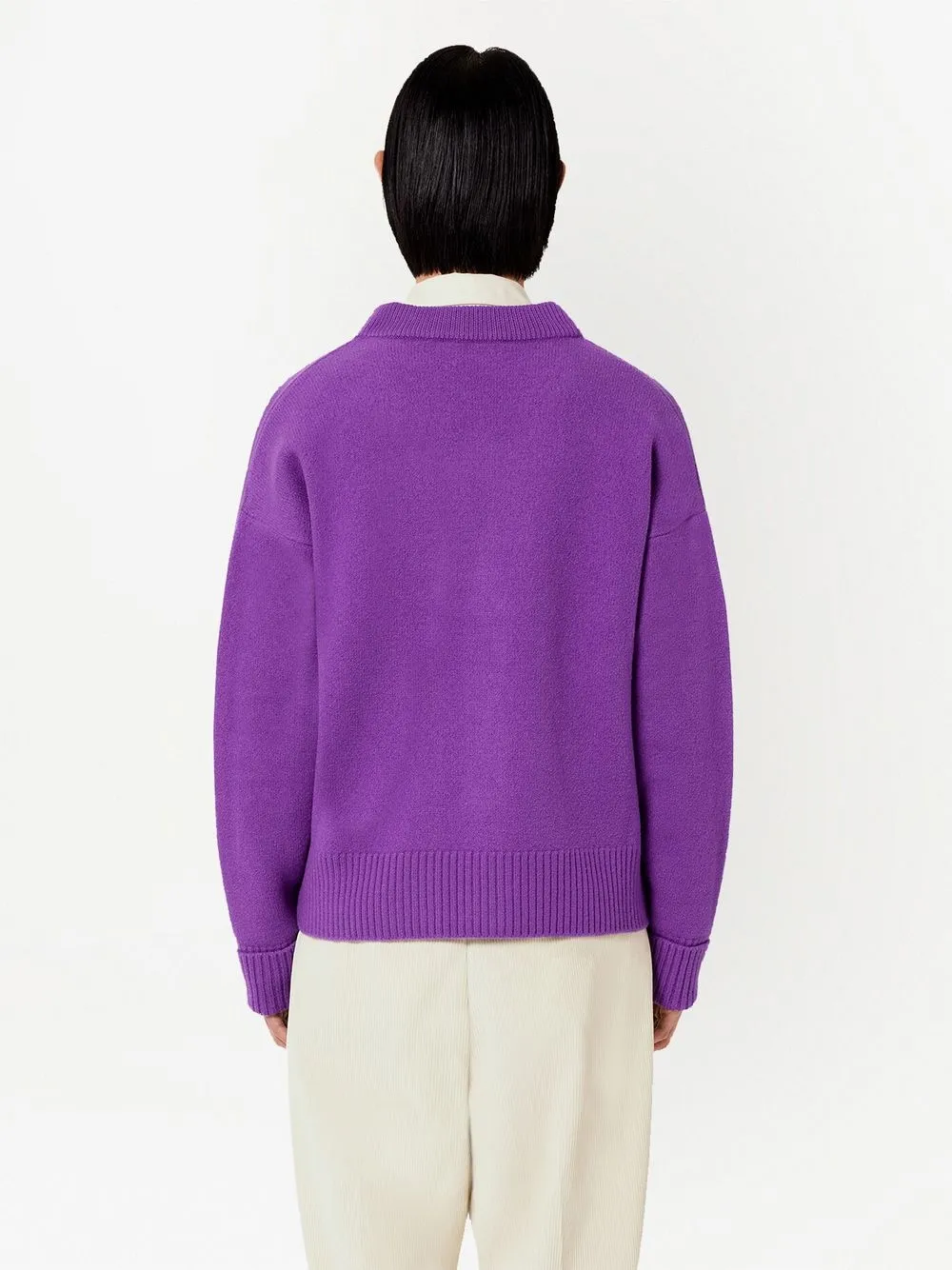AMI Paris Logo intarsia Wool Cardigan Farfetch