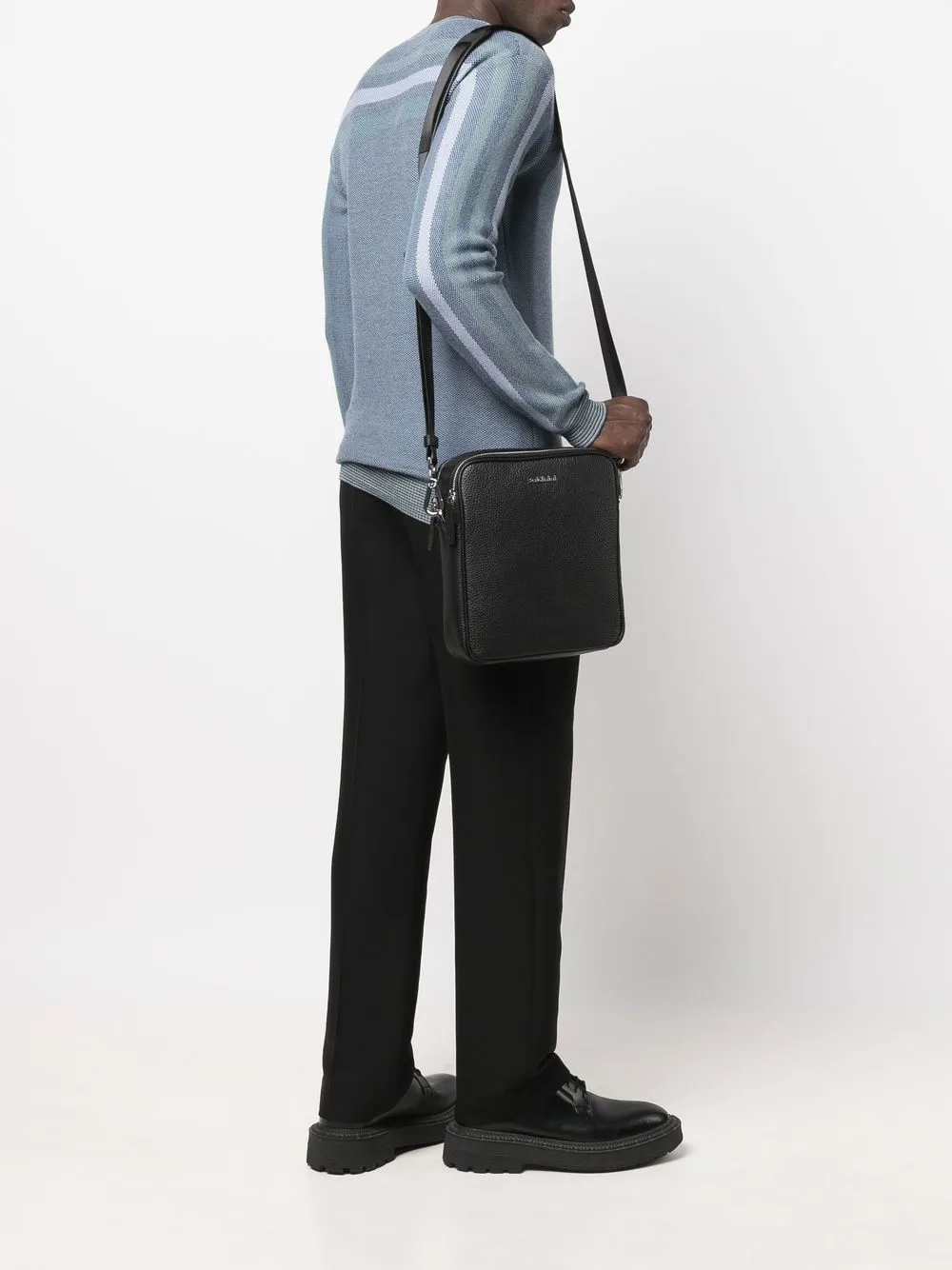 Baldinini Kevin Leather Messenger Bag In Black | ModeSens