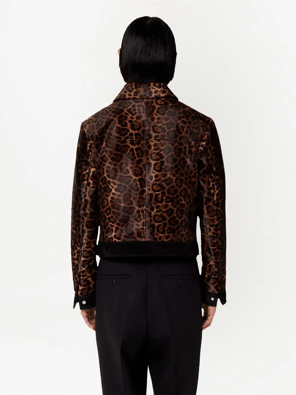 AMI Paris leopard-print Haircalf Cropped Jacket - Farfetch