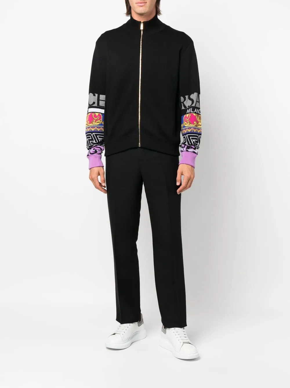 Versace Medusa Renaissance Zip-up Jumper, Male, Black, 48 | ModeSens