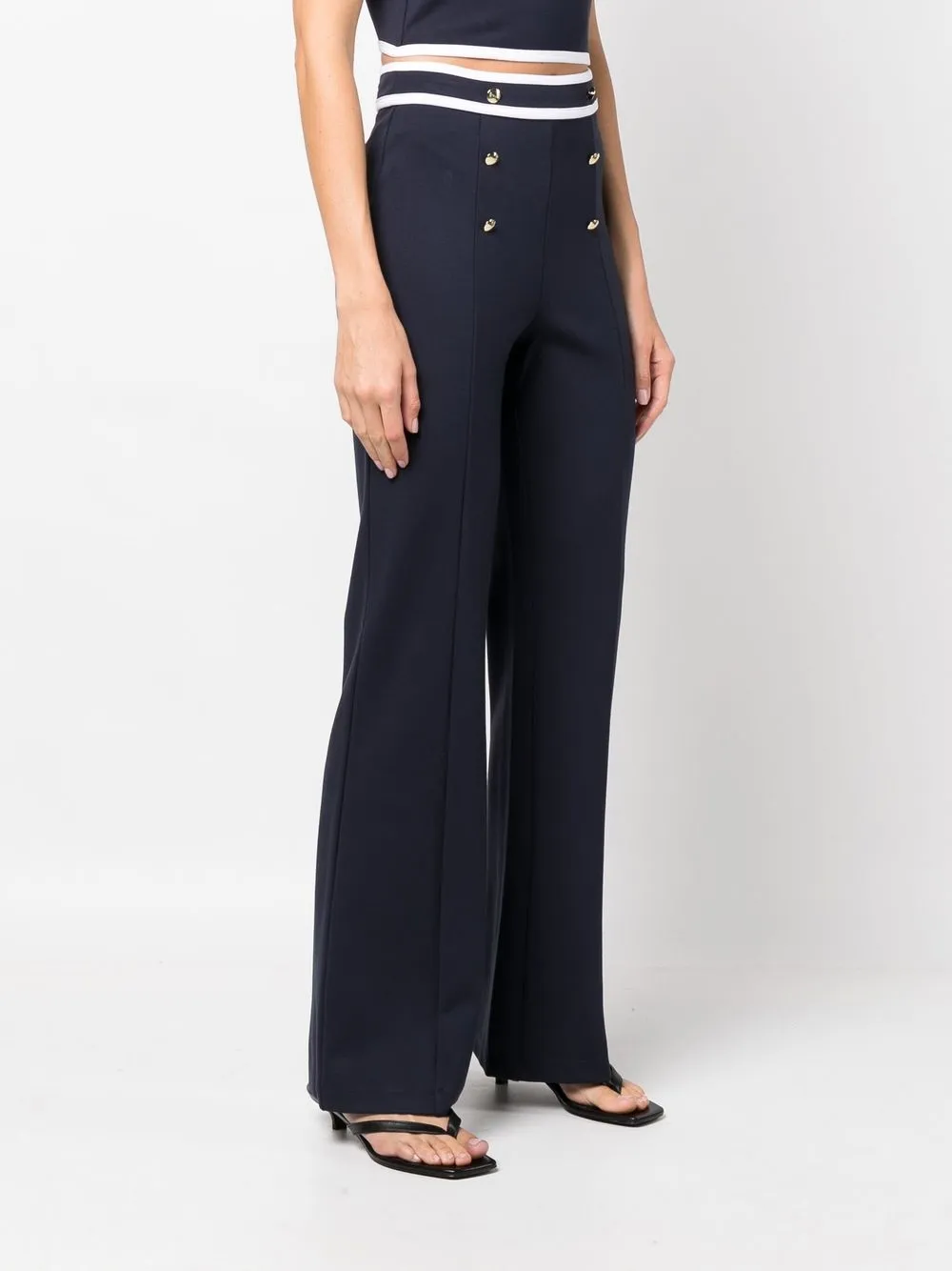 STAUD Blue Chaplin Flared Trousers | Smart Closet