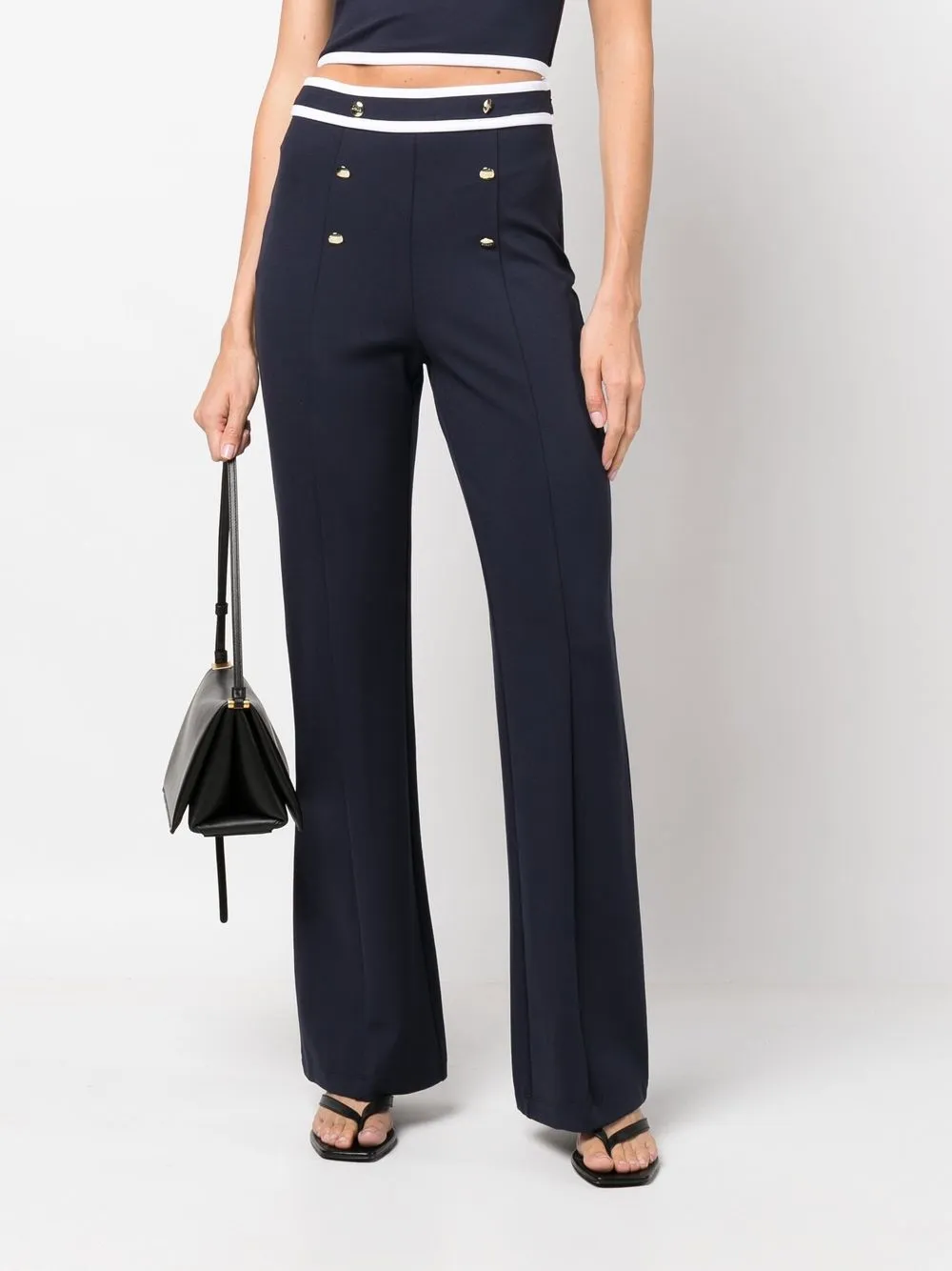 STAUD Blue Chaplin Flared Trousers | Smart Closet