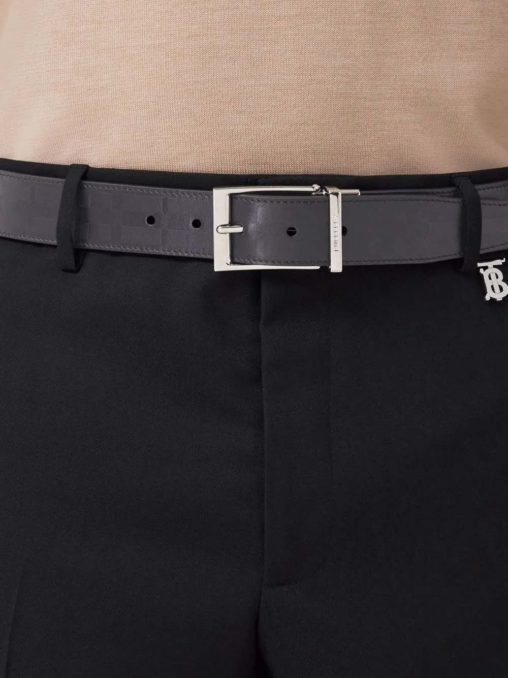 Burberry Reversible Embossed Check Belt | Black | FARFETCH