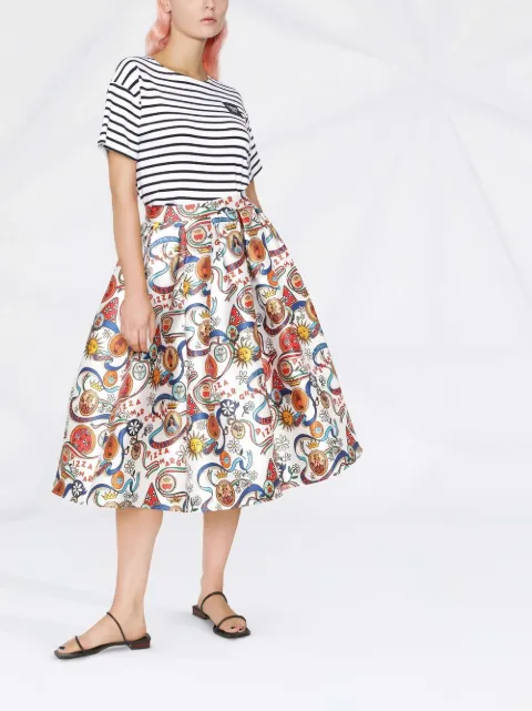 Alessandro Enriquez graphic-print Flared Midi Skirt - Farfetch