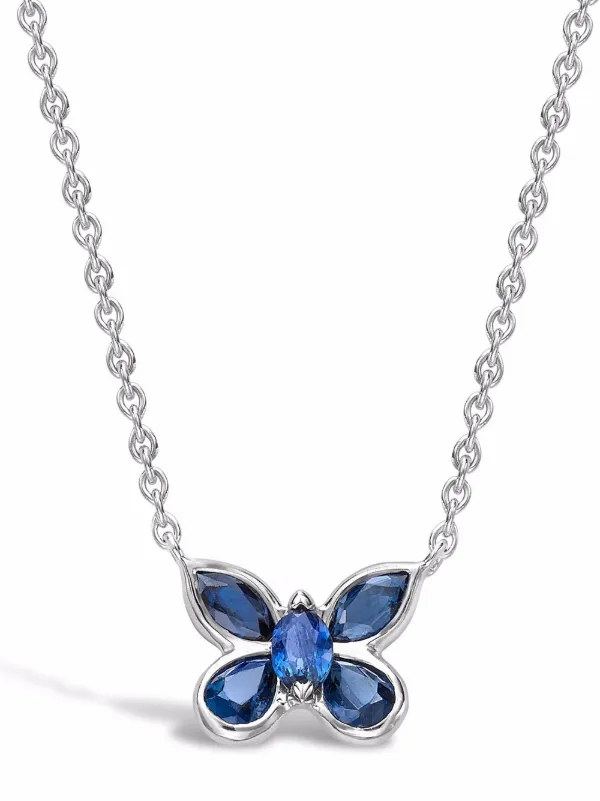 Pragnell 18kt White Gold Butterfly Sapphire Pendant Necklace Silver FARFETCH