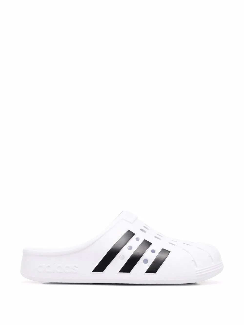 Adidas Originals Closed-toe Side-stripe Sliders In White | ModeSens