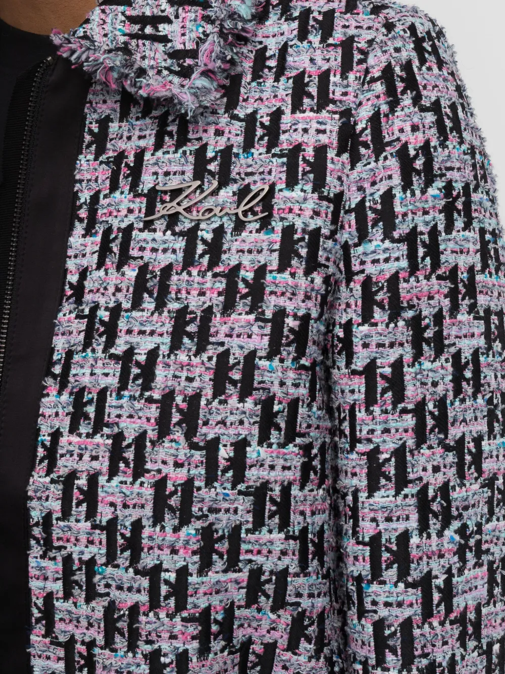 Karl Lagerfeld Monogram Tweed Jacket In Pink | ModeSens