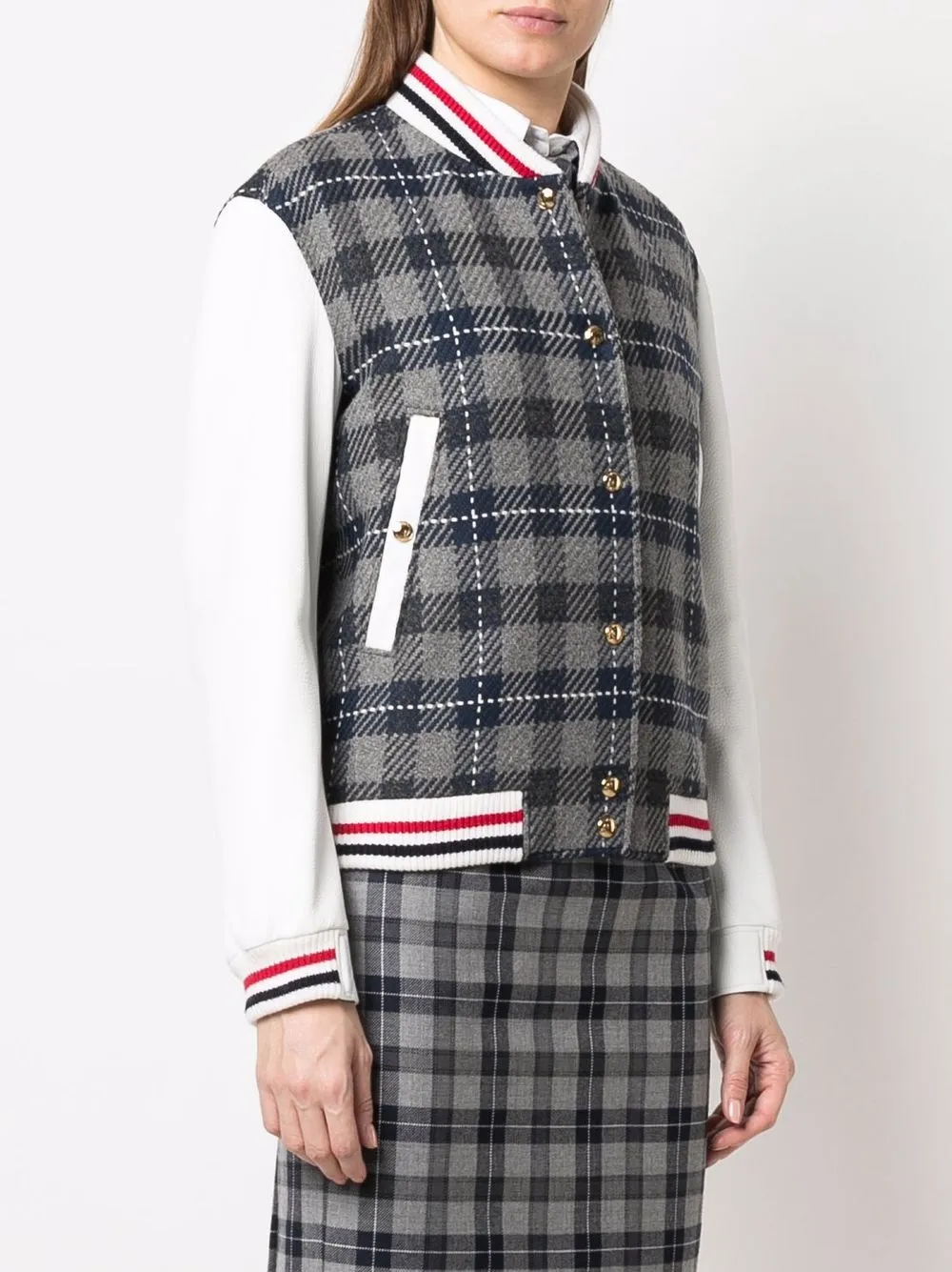 Thom Browne TB Tartan Cashmere Varsity Jacket - Farfetch