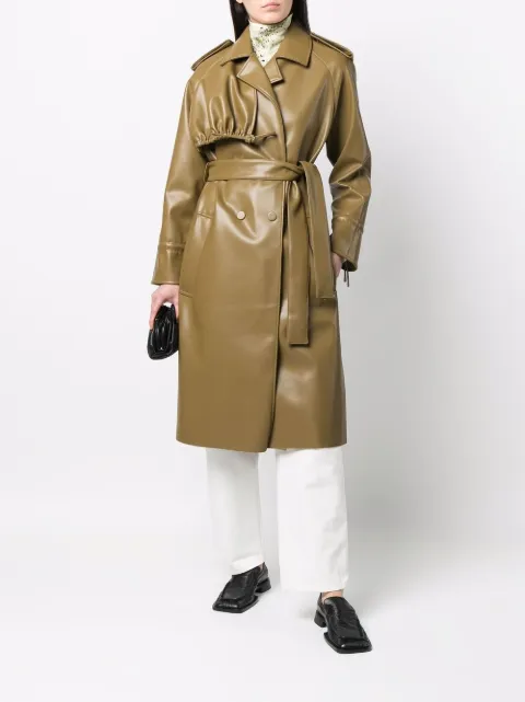 Themoirè Panelled faux-leather Trench Coat - Farfetch
