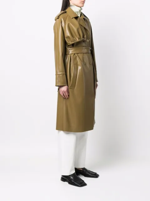 Themoirè Panelled faux-leather Trench Coat - Farfetch