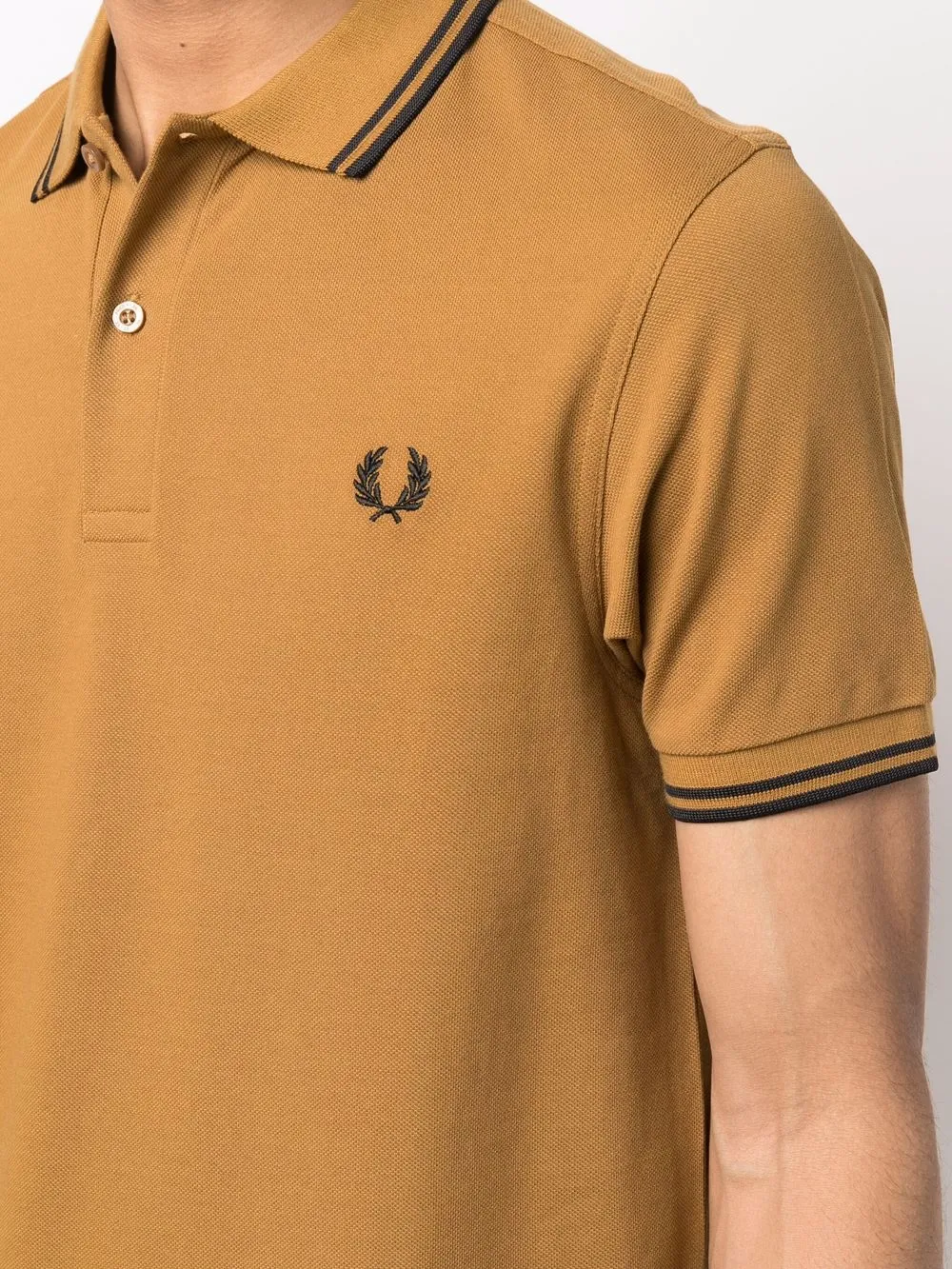 Fred Perry embroidered-logo Polo Shirt | Brown | FARFETCH