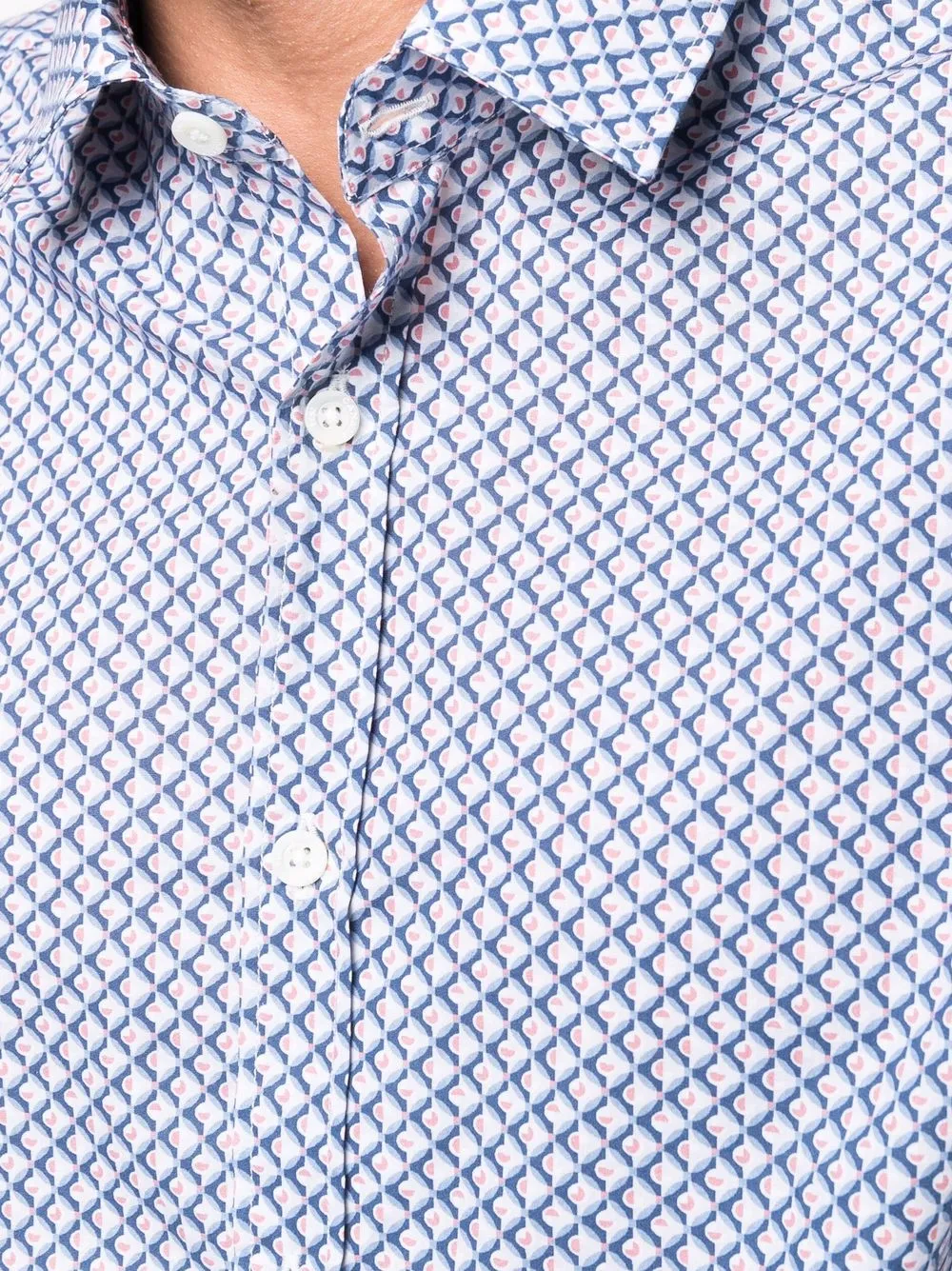 Canali Geometric Print Long Sleeved Shirt Farfetch