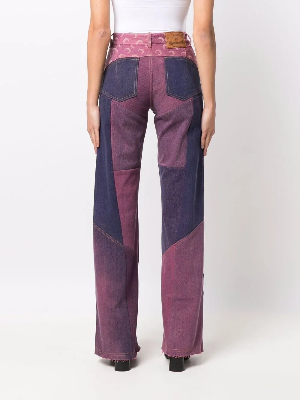 Marine Serre Patchwork wide-leg Jeans - Farfetch
