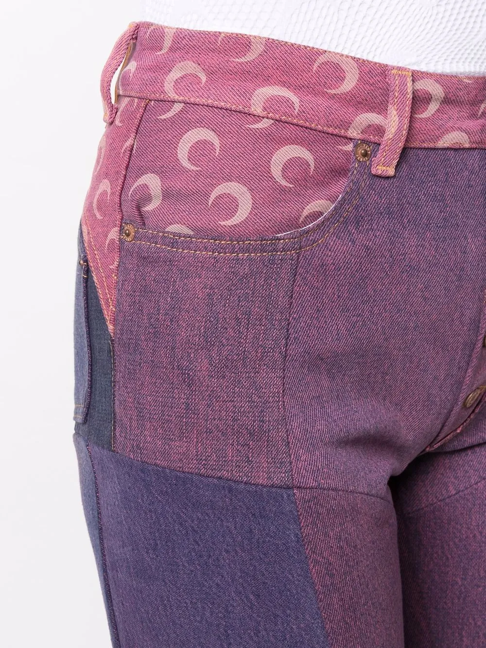Marine Serre Patchwork wide-leg Jeans - Farfetch