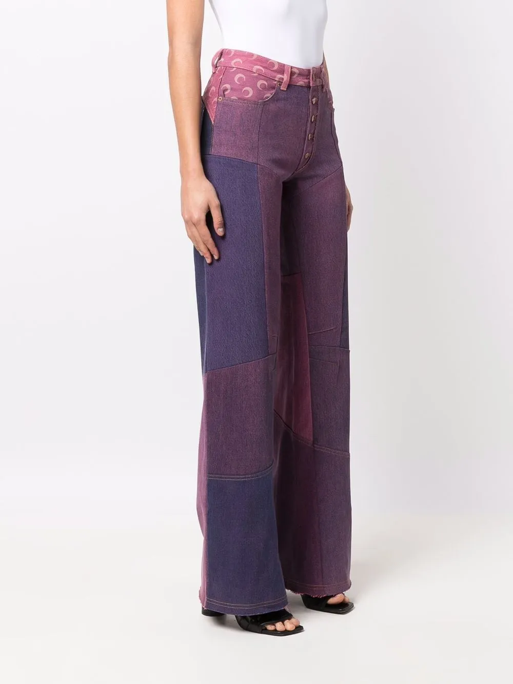 Marine Serre Patchwork wide-leg Jeans - Farfetch